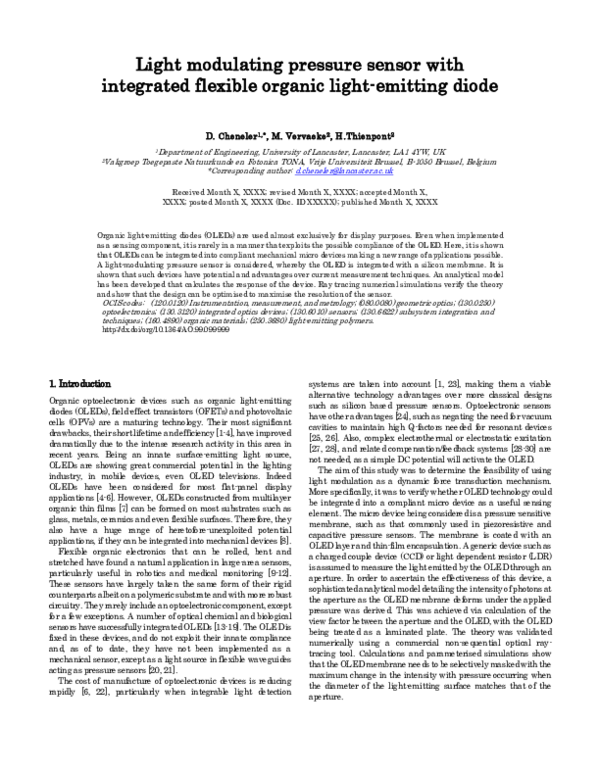 (PDF) Light-modulating pressure sensor with integrated flexible organic ...