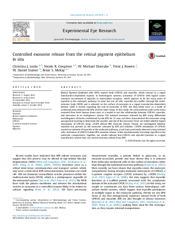 (PDF) Controlled exosome release from the retinal pigment epithelium in situ