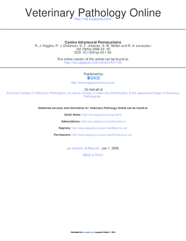 (PDF) Canine Intraneural Perineurioma | Andrew Bollen - Academia.edu