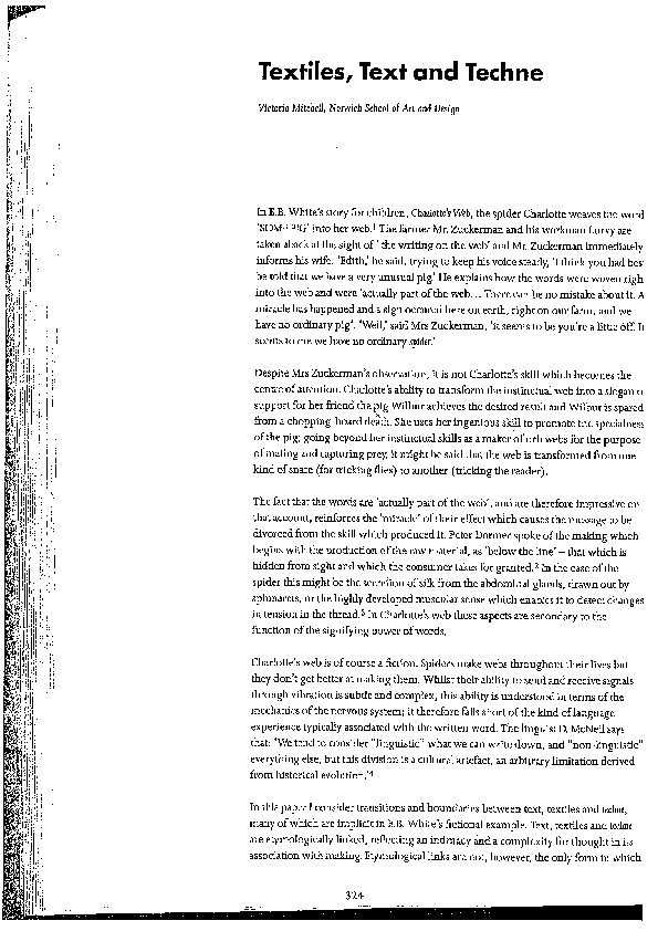 (PDF) Textiles, Text and Techne
