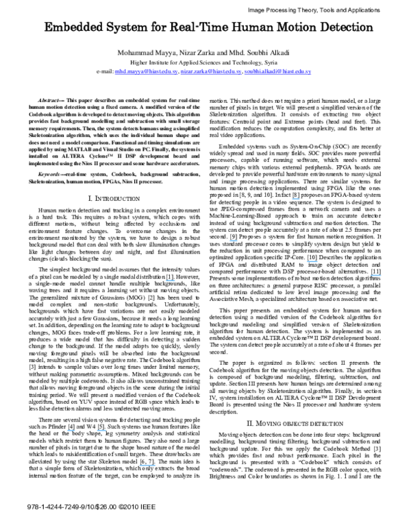 (PDF) Embedded system for real-time human motion detection