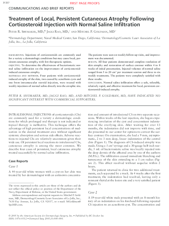 (PDF) Treatment of Local, Persistent Cutaneous Atrophy Following ...