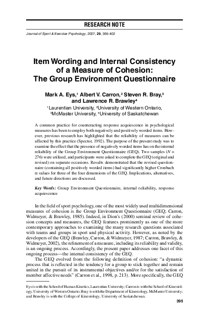 (PDF) Item wording and internal consistency of a measure of cohesion ...