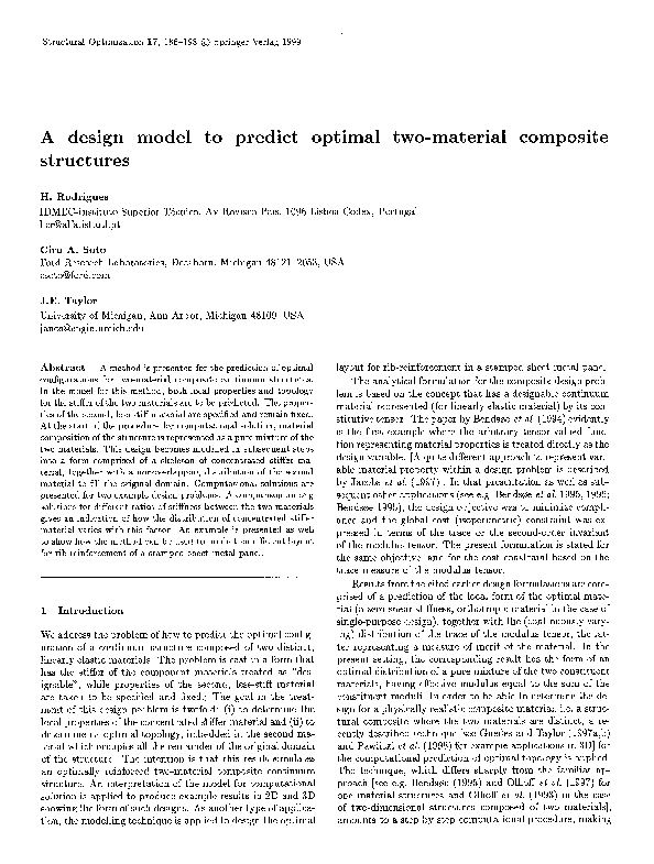 (PDF) A design model to predict optimal two-material composite structures