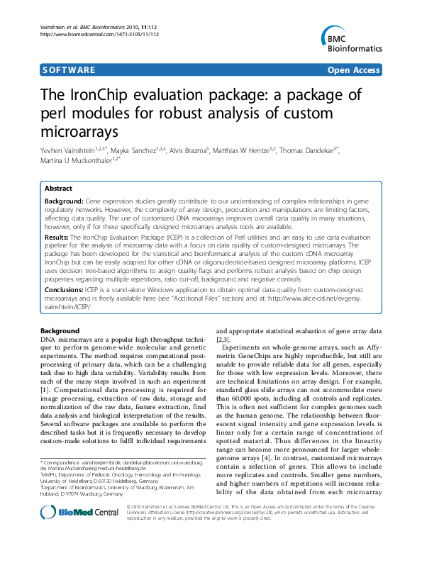 (PDF) The IronChip evaluation package: a package of perl modules for robust analysis of custom ...