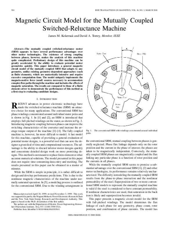 (PDF) Magnetic circuit model for the mutually coupled switched ...