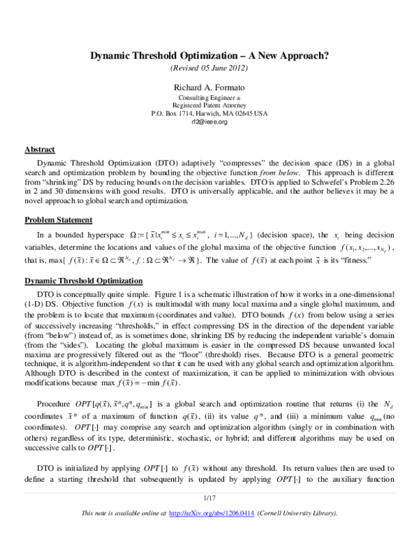 (PDF) Dynamic Threshold Optimization - A New Approach?