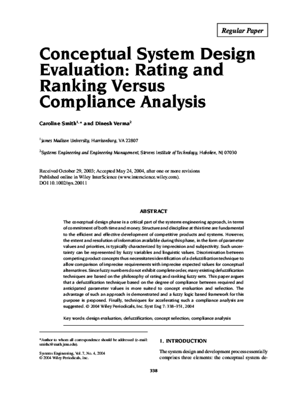 (PDF) Conceptual system design evaluation: Rating and ranking versus ...