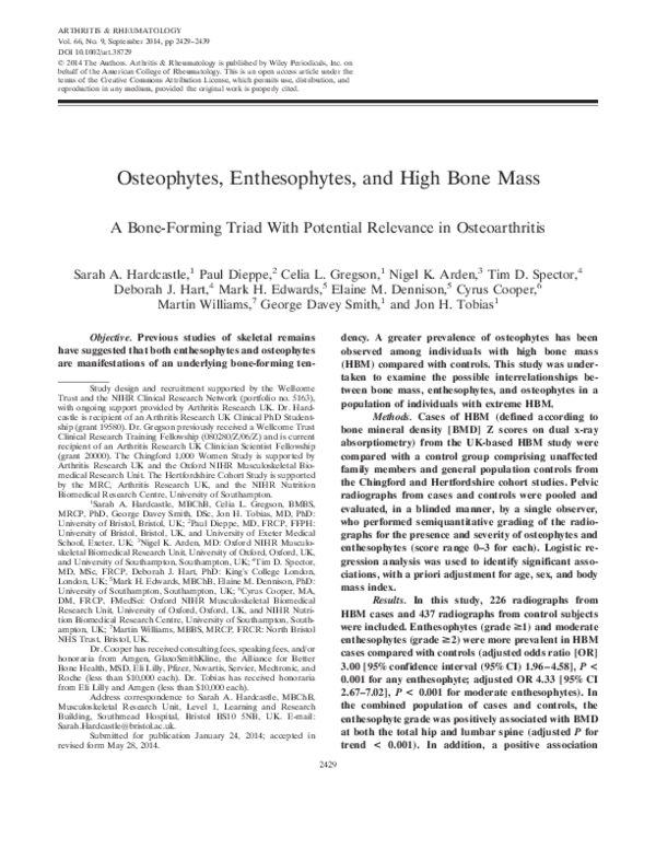 (PDF) Osteophytes, Enthesophytes, and High Bone Mass: A Bone-Forming ...