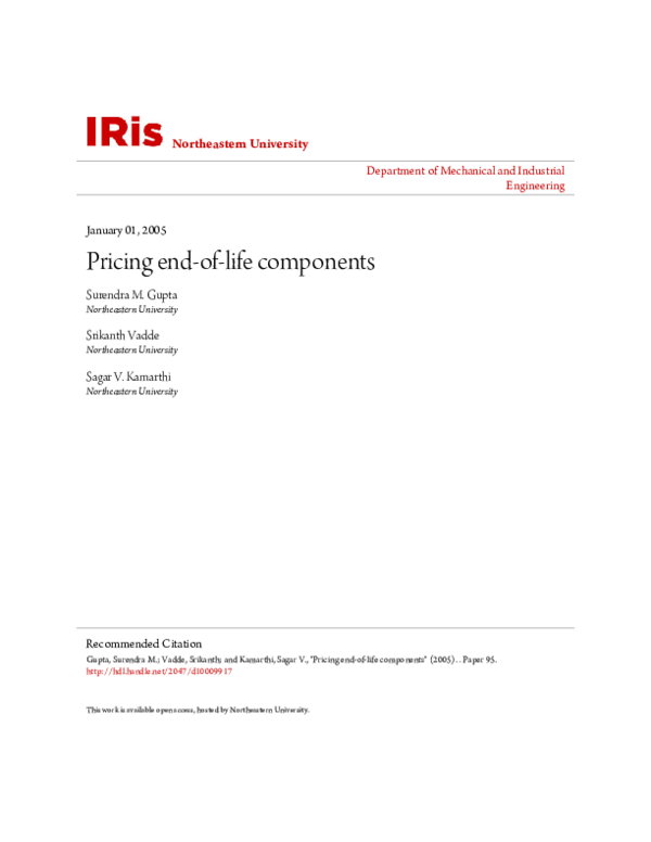(PDF) Pricing end-of-life components