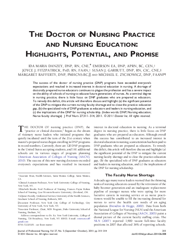 (PDF) The Doctor of Nursing Practice and Nursing Education: Highlights ...