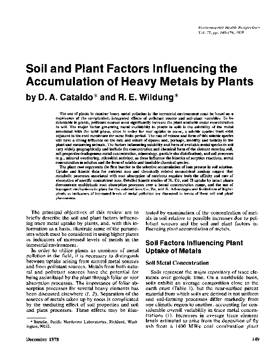 (PDF) Soil and plant factors influencing the accumulation of heavy metals by plants.