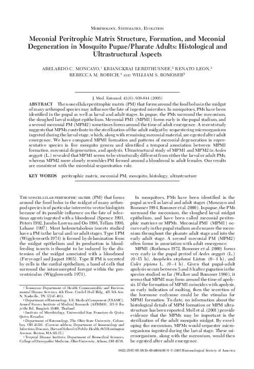 (PDF) Meconial Peritrophic Matrix Structure, Formation, and Meconial ...