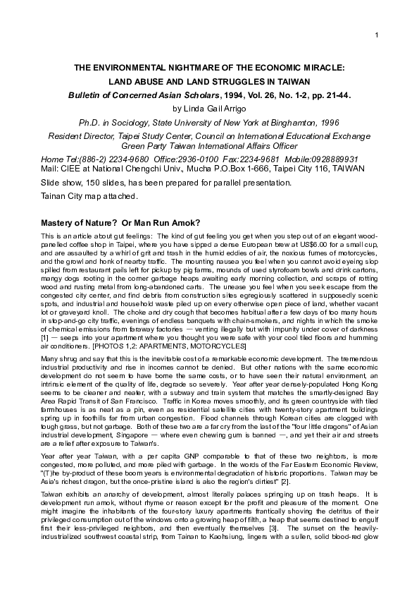 (DOC) "The Environmental Nightmare of the Economic Miracle: Land Abuse ...