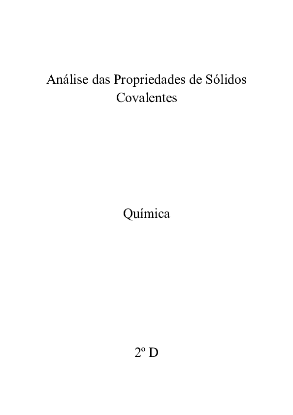 (DOC) Propriedades dos compostos covalentes e moleculares e analise de ...