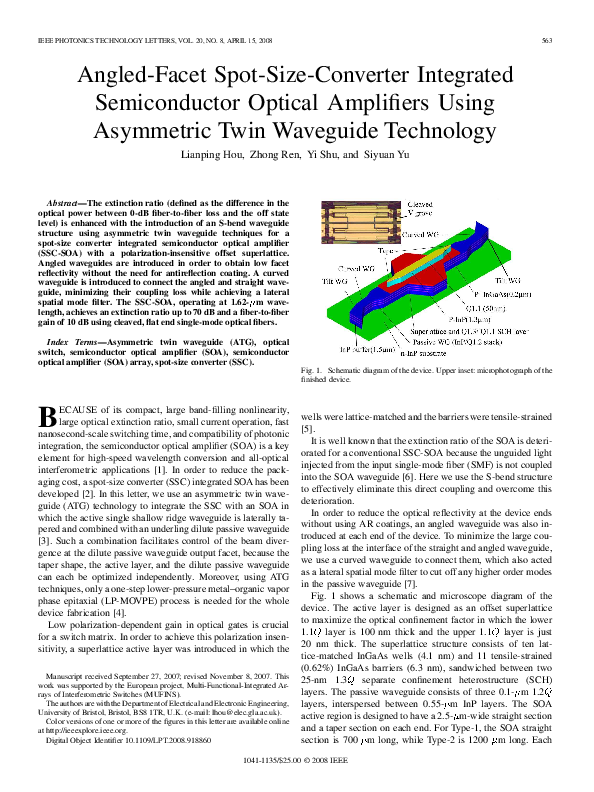 (PDF) Angled-Facet Spot-Size-Converter Integrated Semiconductor Optical ...