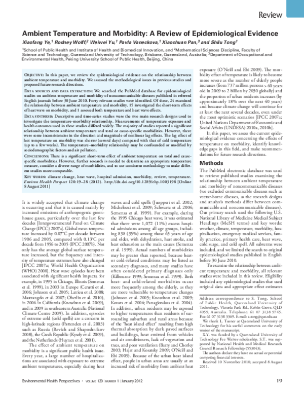 (PDF) Ambient Temperature and Morbidity: A Review of Epidemiological ...