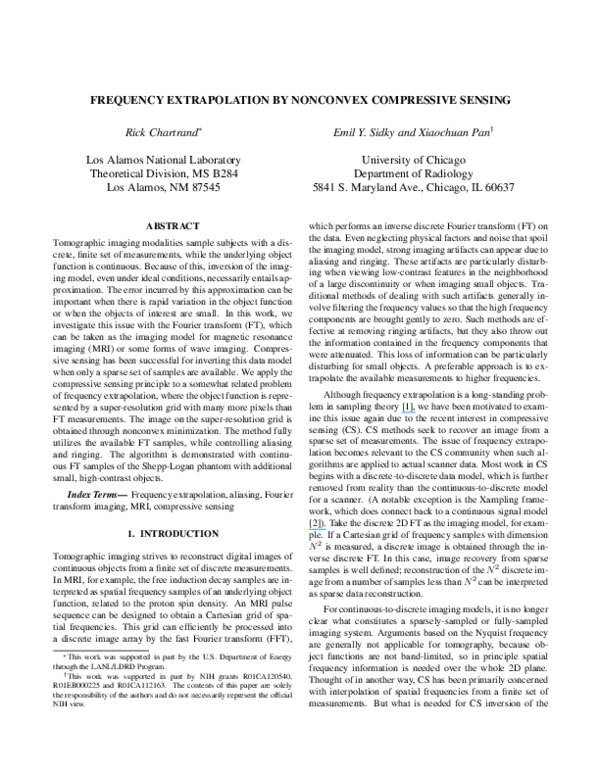 (PDF) Frequency extrapolation by nonconvex compressive sensing