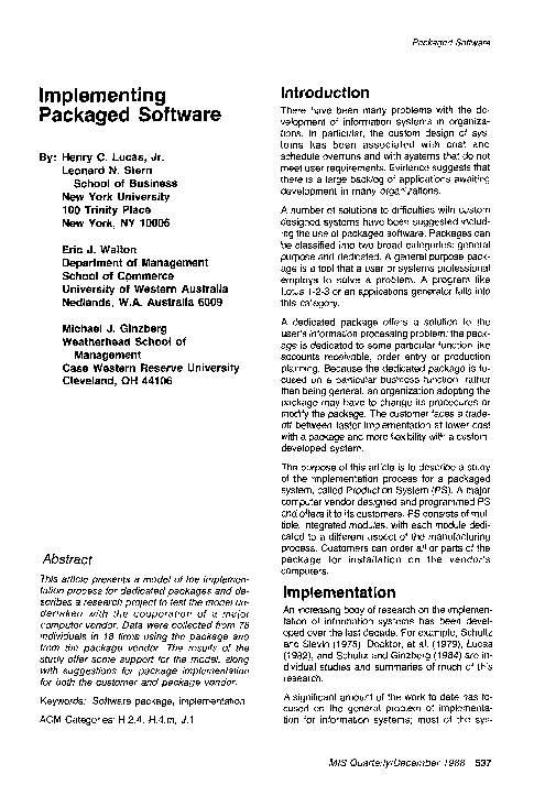 (PDF) Implementing Packaged Software