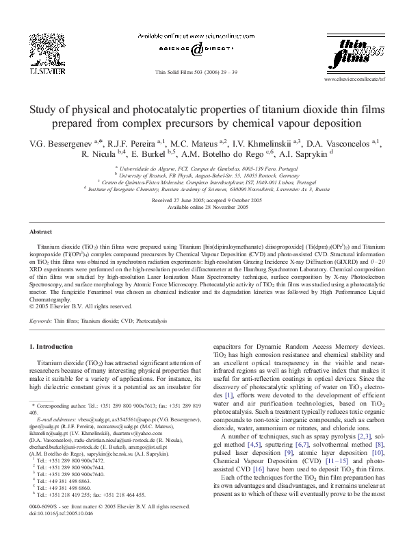 (PDF) Study of physical and photocatalytic properties of titanium ...