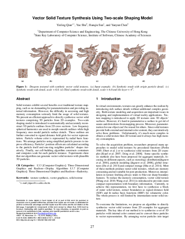 (PDF) Vector Solid Texture Synthesis Using Two-scale Shaping Model (PDF) Vector Solid Texture Synthesis Using Two-scale Shaping Model