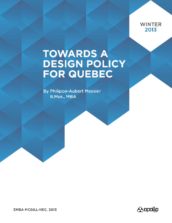 (PDF) Towards a Design Policy for Quebec