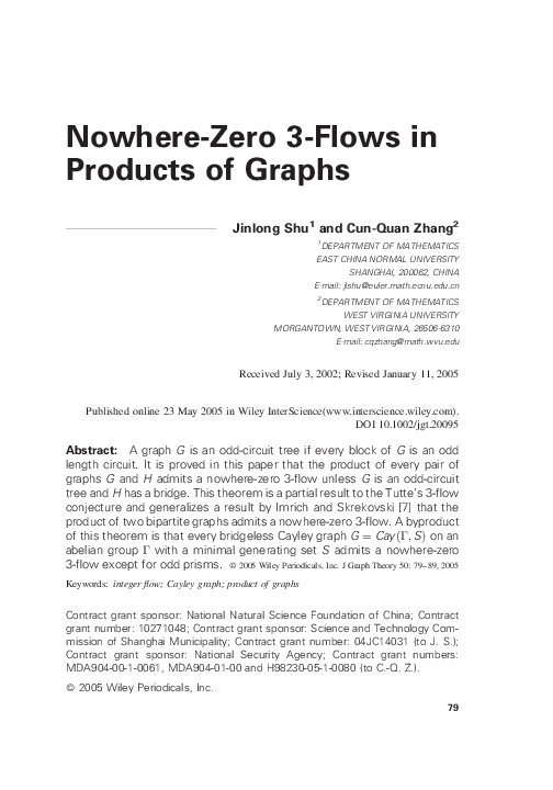 (PDF) Nowhere-zero 3-flows in products of graphs
