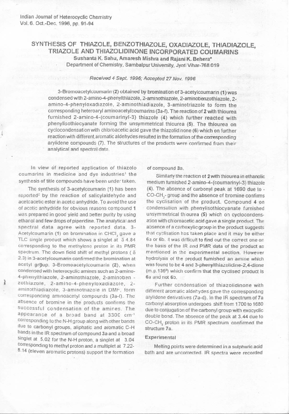 (PDF) Synthesis of thiazole, benzothiazole, oxadiazole, thiadiazole, triazole and thiazolidinone ...