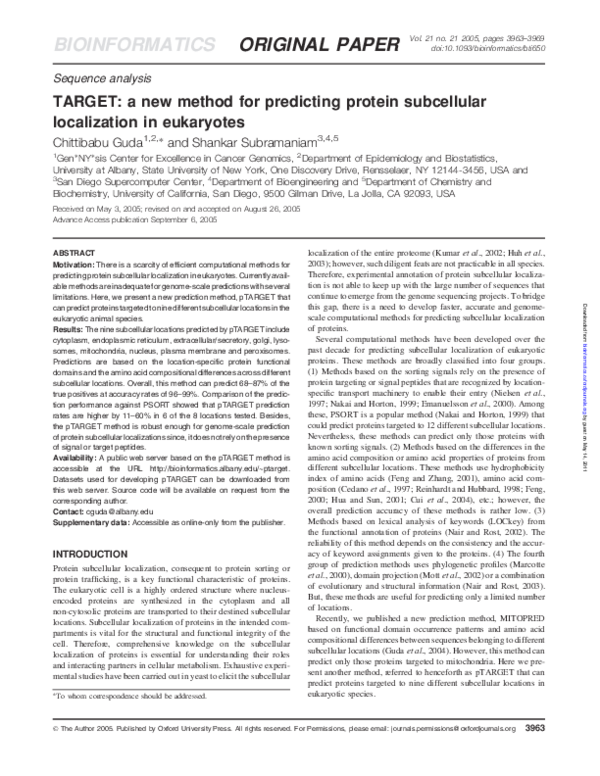 Pdf Target A New Method For Predicting Protein Subcellular