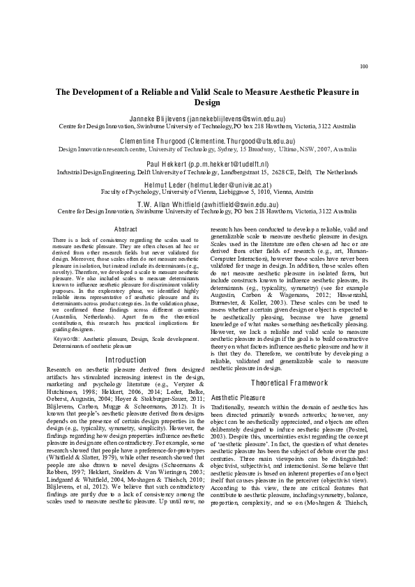 (PDF) The development of a reliable and valid scale to measure ...