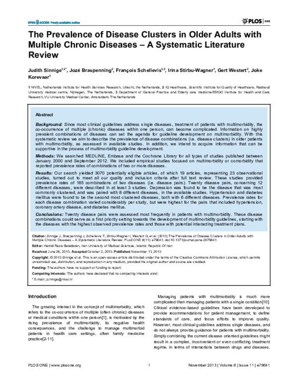 (PDF) The Prevalence of Disease Clusters in Older Adults with Multiple ...