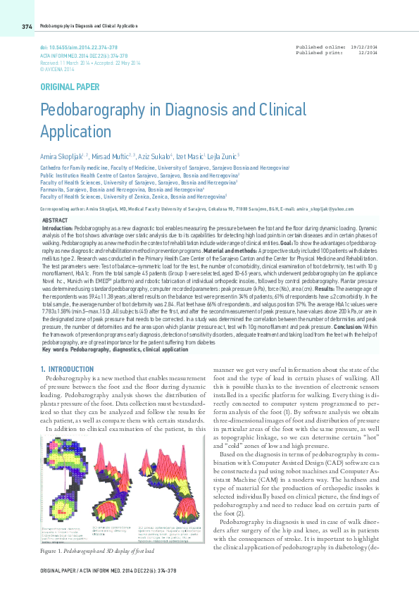 (PDF) Pedobarography in diagnosis and clinical application