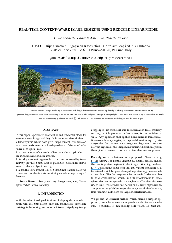 (PDF) Real-time content-aware image resizing using reduced linear model ... (PDF) Real-time content-aware image resizing using reduced linear model ...