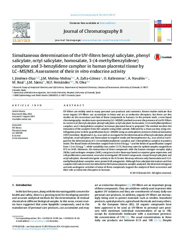 (PDF) Simultaneous determination of the UV-filters benzyl salicylate ...