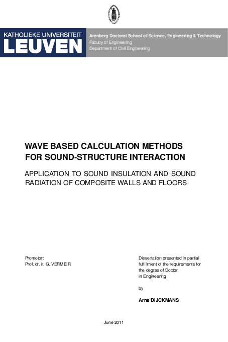 (PDF) Wave based calculation methods for sound-structure interaction. Application to sound ...