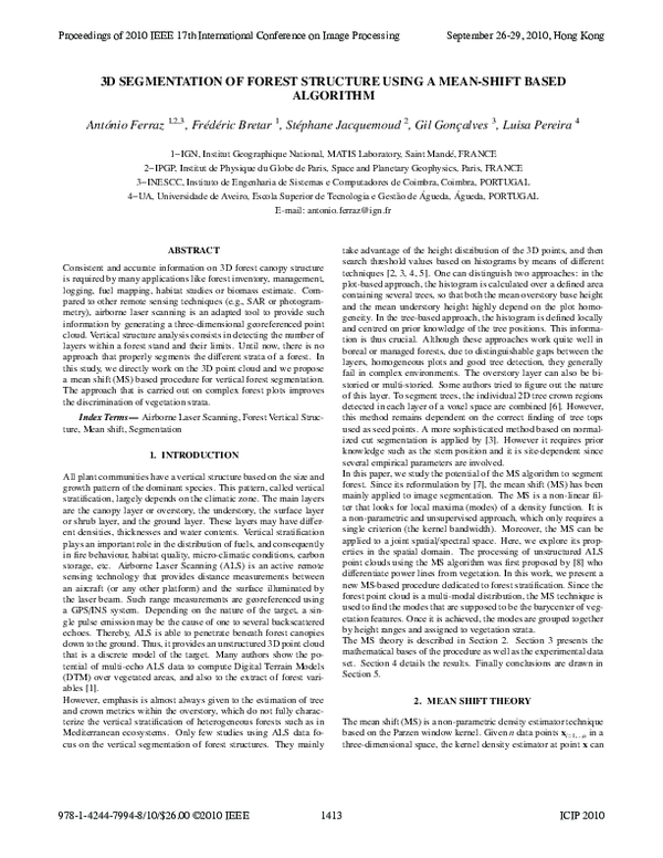 Pdf 3d Segmentation Of Forest Structure Using A Mean Shift Based Algorithm