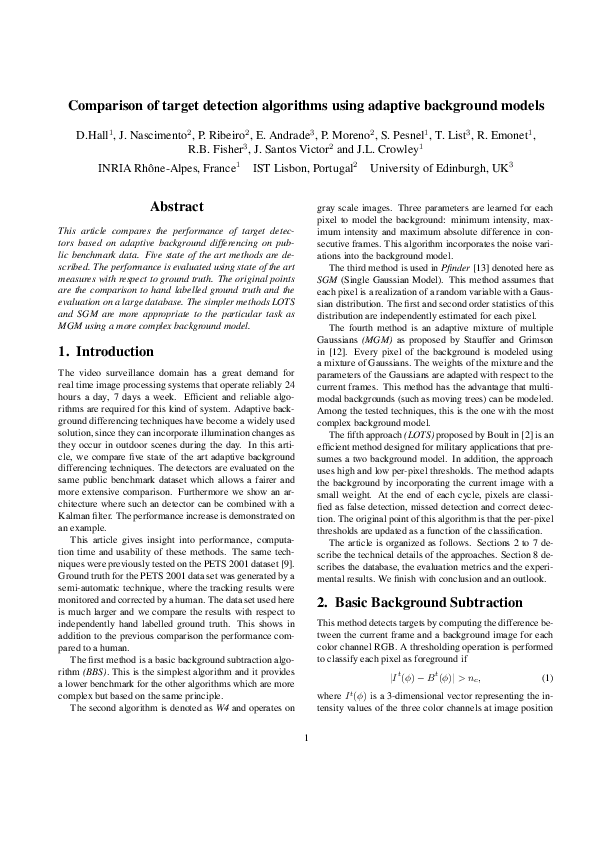 Pdf Comparison Of Target Detection Algorithms Using Adaptive
