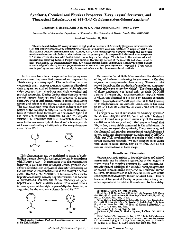 (PDF) Synthesis, chemical and physical properties, x-ray crystal structure, and theoretical ...