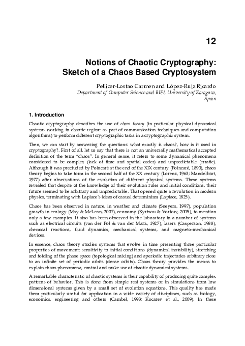 Pdf Notions Of Chaotic Cryptography Sketch Of A Chaos Based Cryptosystem