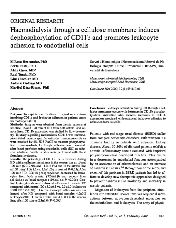 (PDF) Haemodialysis through a cellulose membrane induces ...