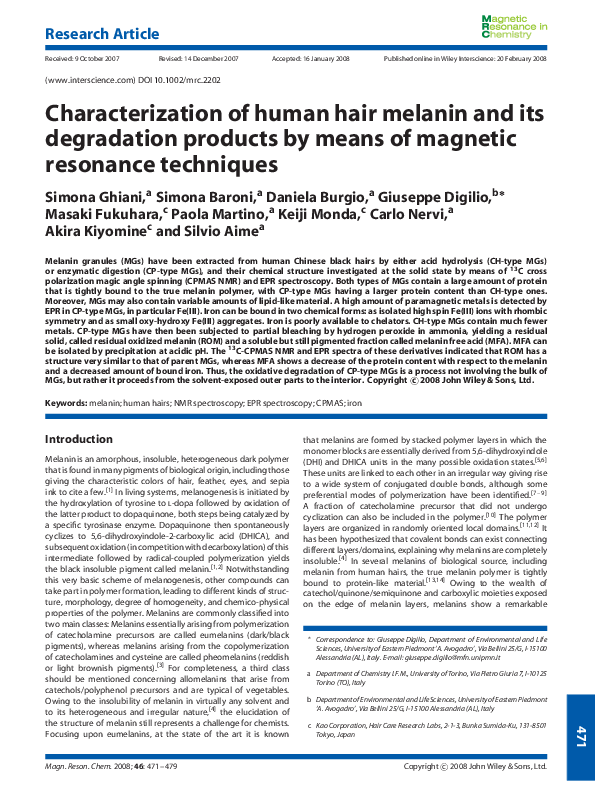 (PDF) Characterization of human hair melanin and its degradation ...