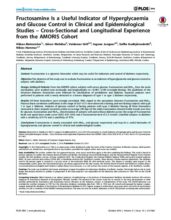 (PDF) Fructosamine Is a Useful Indicator of Hyperglycaemia and Glucose ...