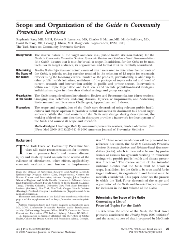 (PDF) Scope and organization of the guide to community preventive ...