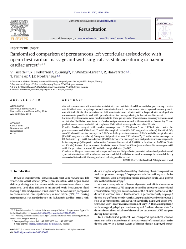 (PDF) Randomised comparison of percutaneous left ventricular assist device with open-chest ...