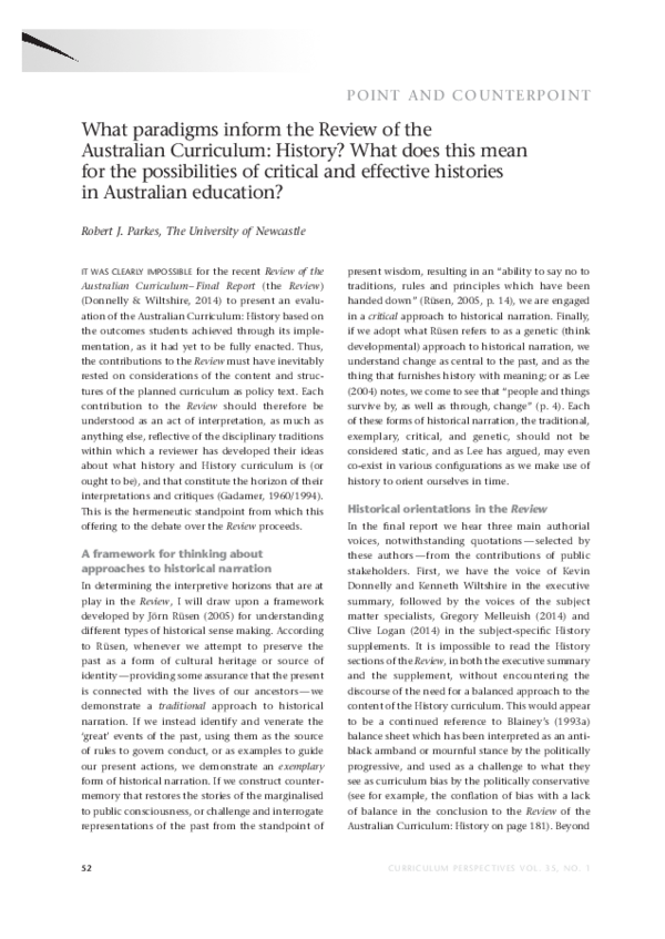 (PDF) What paradigms inform the Review of the Australian Curriculum ...