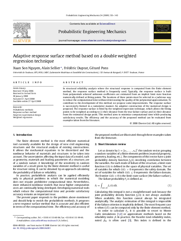 Pdf Adaptive Response Surface Method Based On A Double Weighted Regression Technique