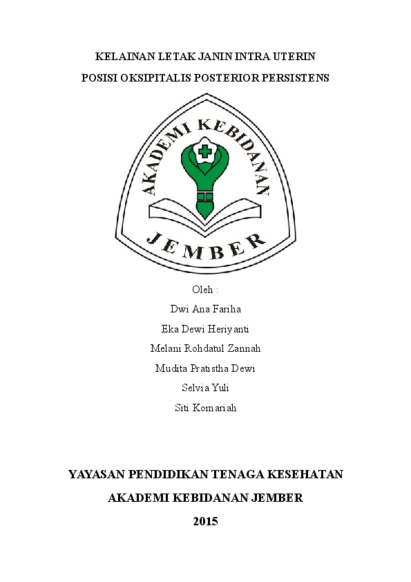 (DOC) KELAINAN LETAK JANIN INTRA UTERIN oksiput