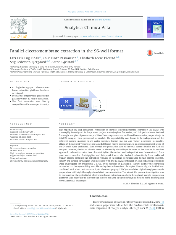 (PDF) Parallel electromembrane extraction in a multiwell plate
