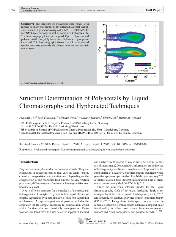 (PDF) Structure Determination of Polyacetals by Liquid Chromatography ...