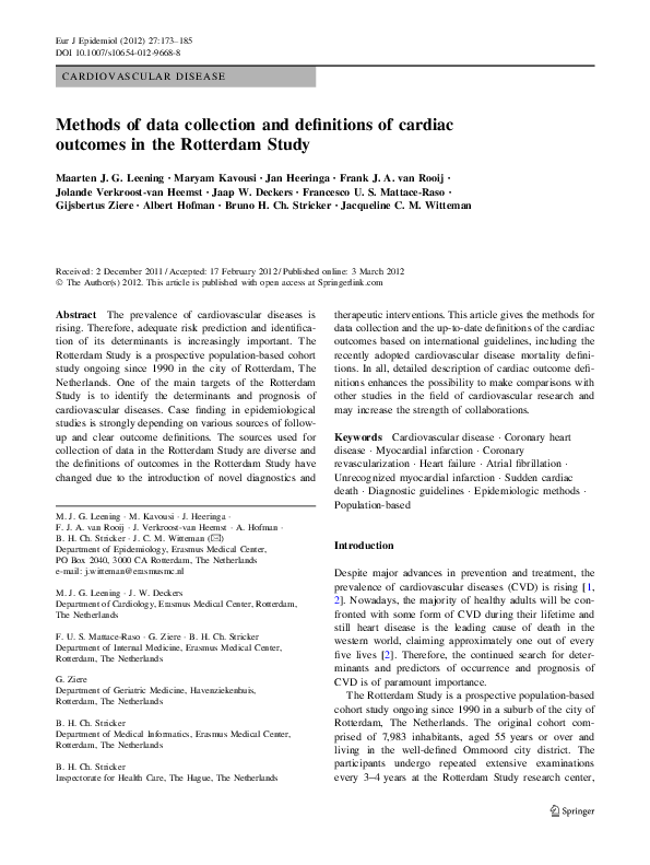 (PDF) Methods of data collection and definitions of cardiac outcomes in ...